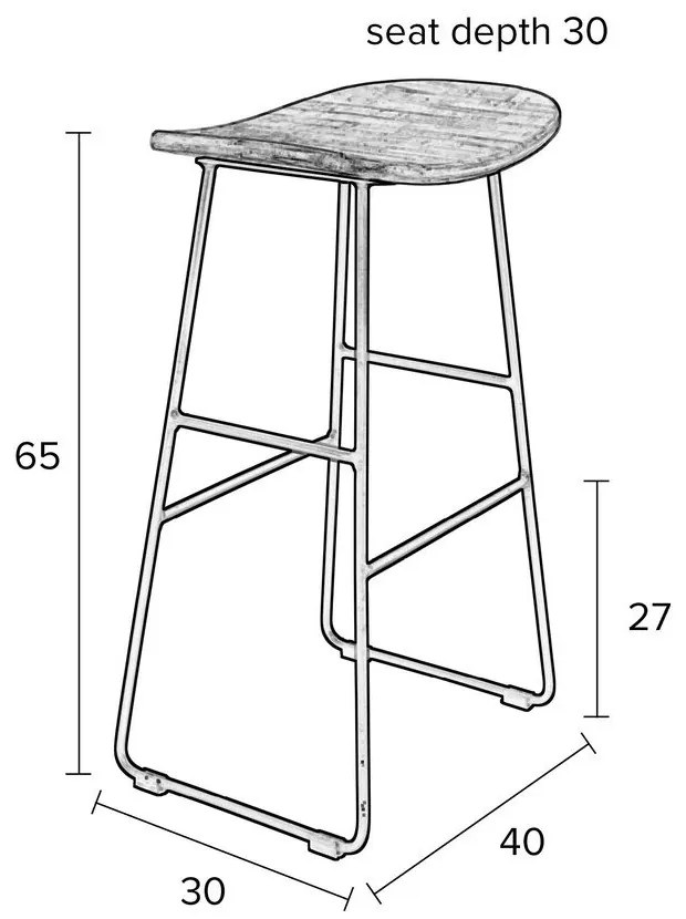 Černá barová stolička 2 ks (výška sedáku 62 cm) Tangle – White Label
