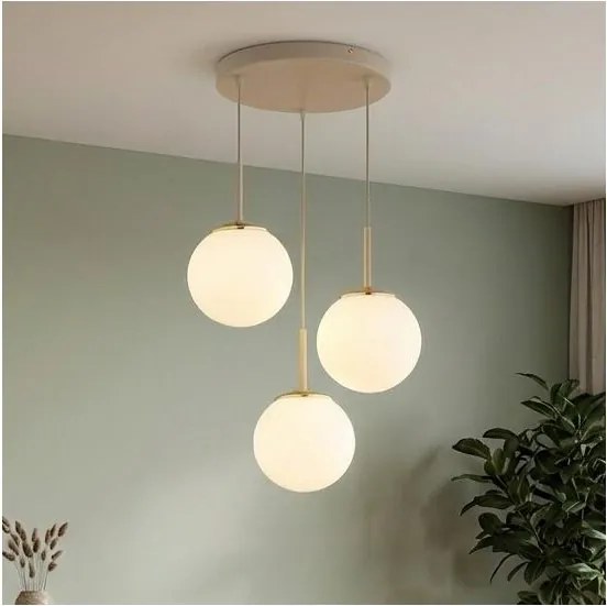 Brilagi - Lustr na lanku MILO ECRU 3xE27/60W/230V béžová/zlatá