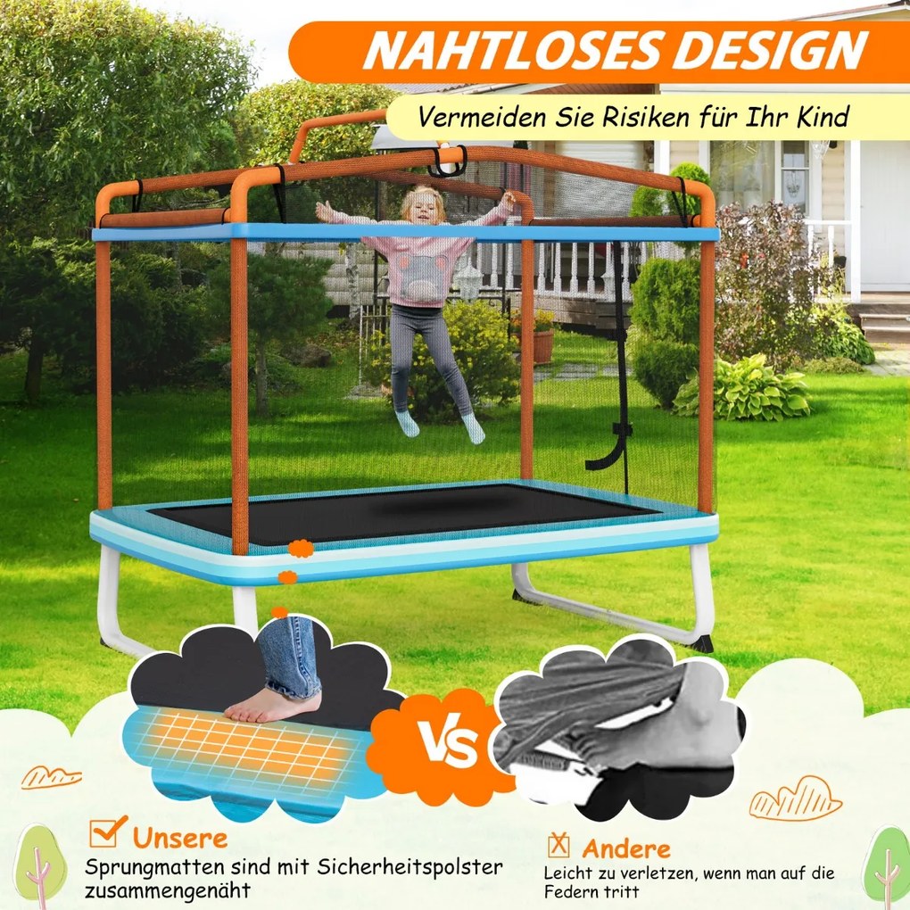 Costway Obdélníková trampolína 3-in-1 pro děti trampolína pro – pomerančový