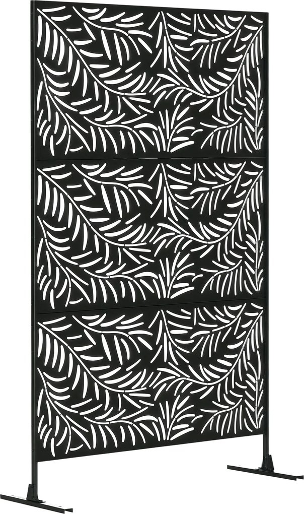 Outsunny Zábrana do pokoje 3-panelová 122 x 198 cm Ochranný panel s podstavcem s vzorem vrbového listu pro oddělení místností do zahrady, na terasu, o