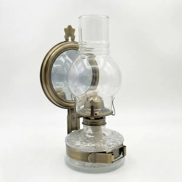 BRILAGI - Petrolejová lampa se zrcadlem MERLIN zlatá/patina