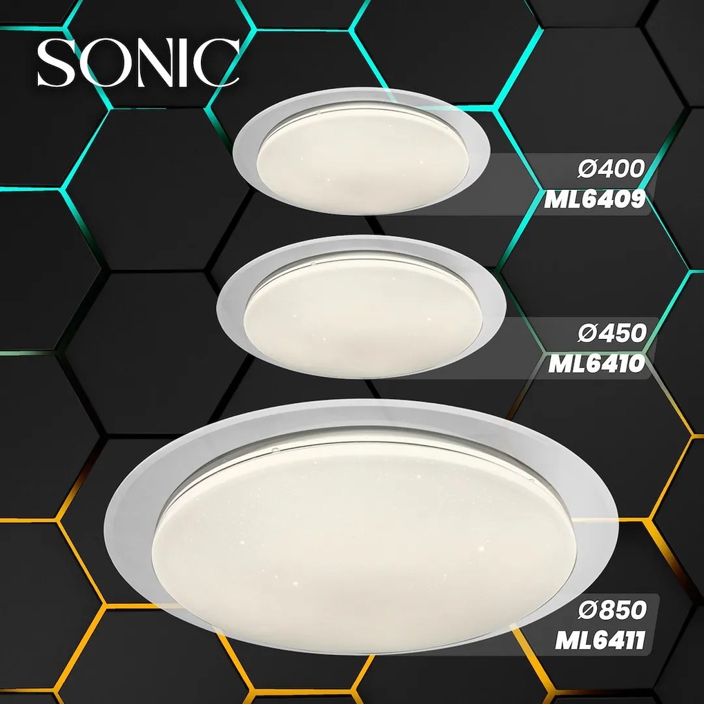 Stropní LED svítidlo Sonic, 1x LED 35w, 3000-6000k, w, (fi 45cm), s ovladačem