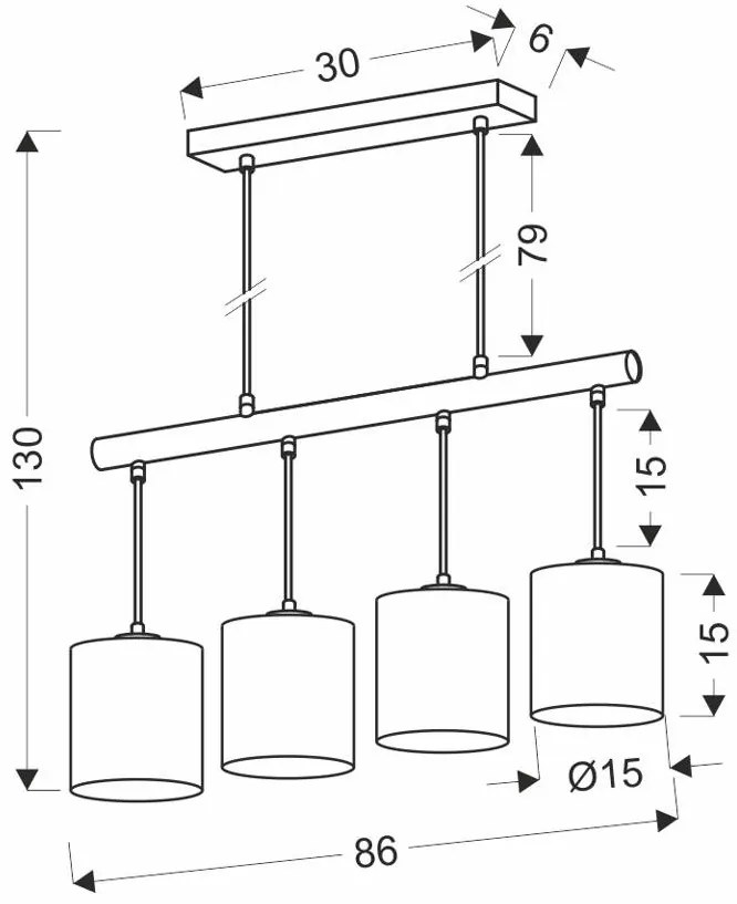 Závěsný lustr Combi pro žárovku 4x E27  - Candellux