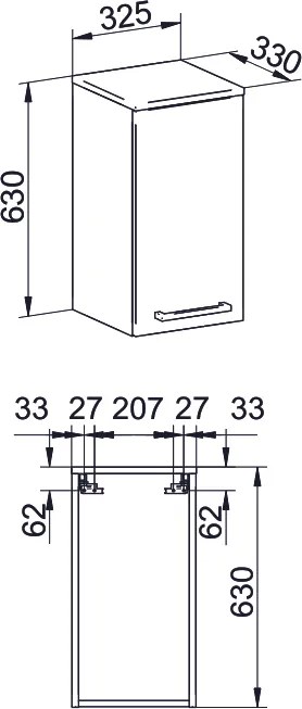 Mereo Mereo, Bino koupelnová skříňka horní, 63 cm, levá, bílá, dub, CN665