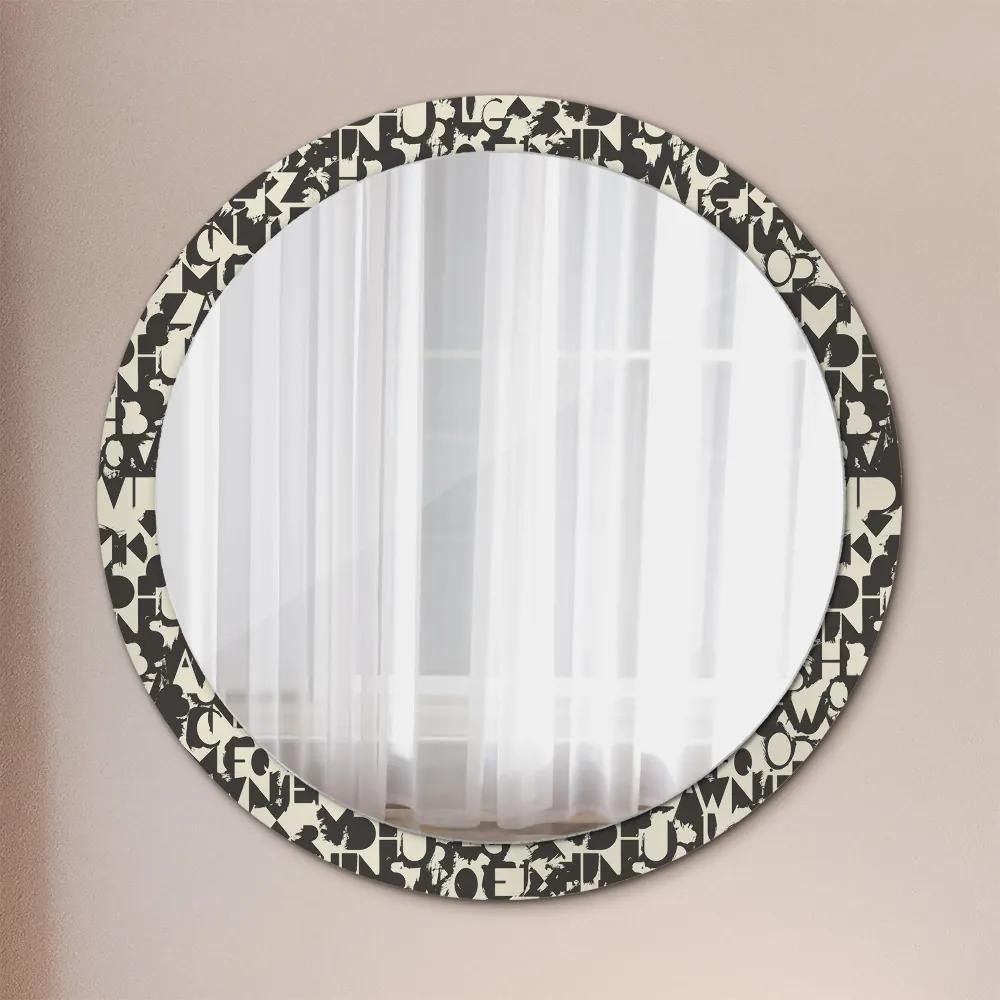 Kulaté dekorativní zrcadlo Abstraktní typografie fi 100 cm