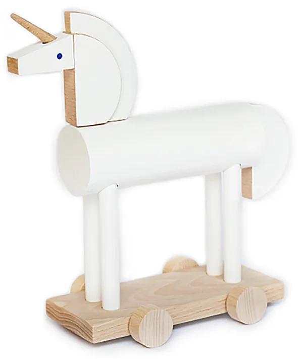 Hračka dřevěná UNICORN - Kutulu, bílý kůň s kouzelným rohem