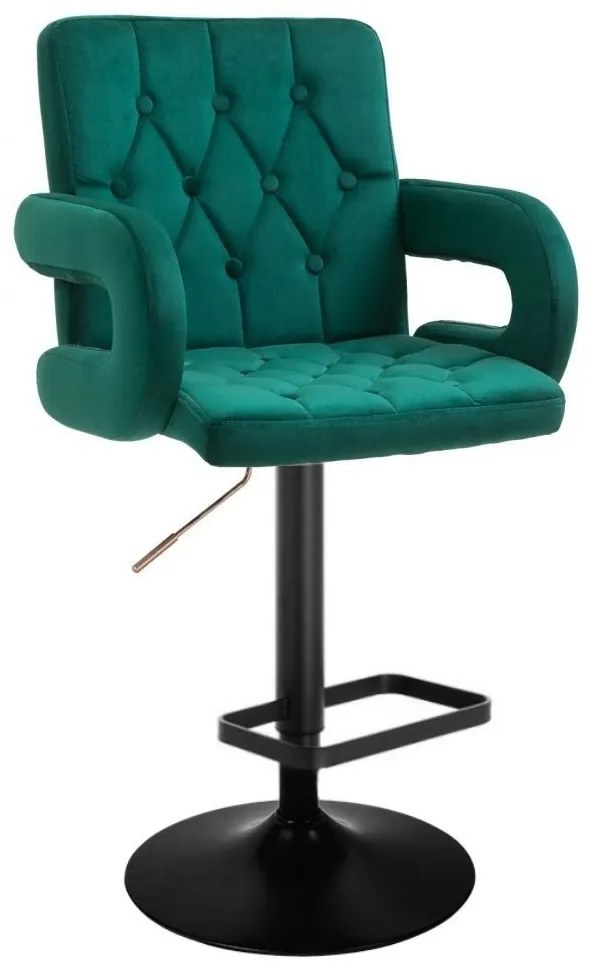 LuxuryForm DESIGN Barová židle BOSTON VELUR na černé kulaté podstavě - zelená
