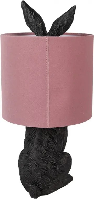 Černá stolní lampa králík s růžovým stínidlem Konijn – 20x43 cm