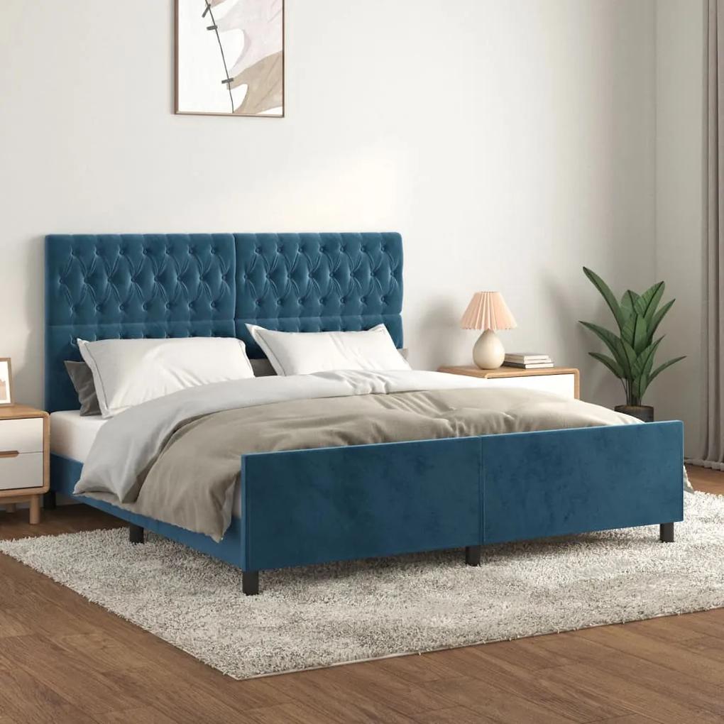 vidaXL Rám postele s čelem tmavě modrý 180x200 cm samet