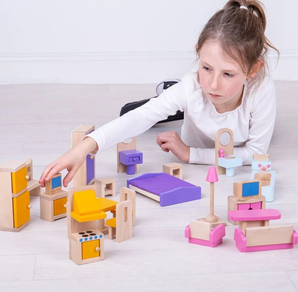 Bigjigs Toys Dřevěný nábytek do domečku pro panenky