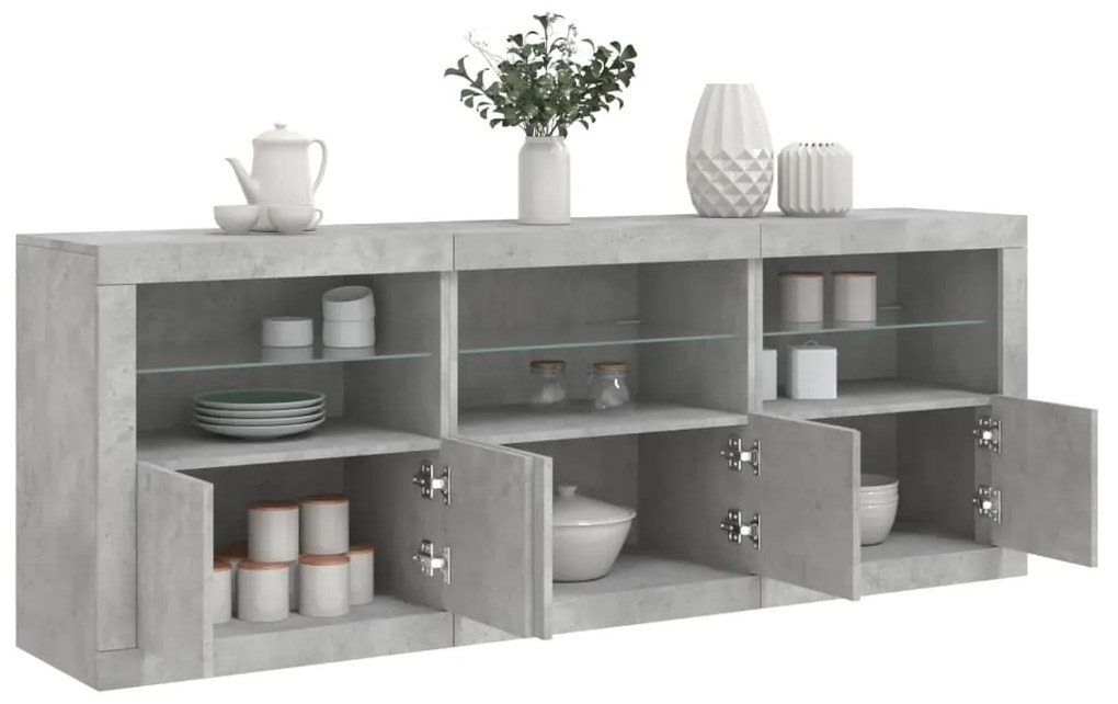 Příborník s LED osvětlením betonově šedý 181,5 x 37 x 67 cm 3209005