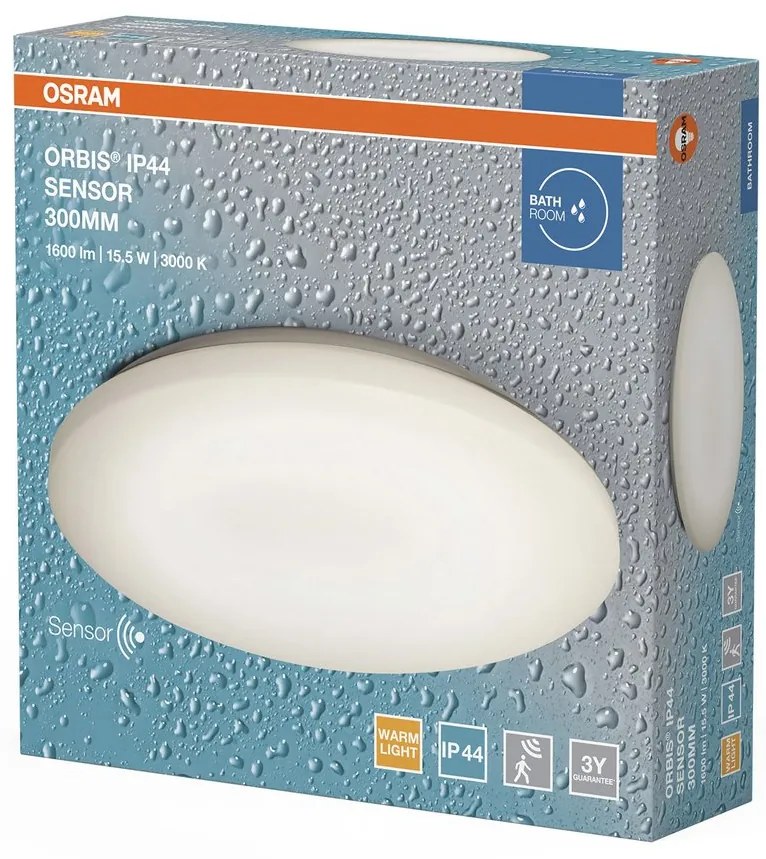 OSRAM OSRAM, ORBIS koupelnové stropní svítidlo, ø 300mm, sensor, OSRAM, 1600lm, 15,5W, IP44, AC36060022M