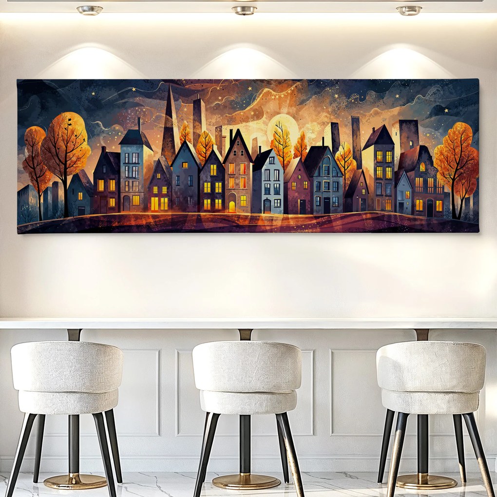 Obraz na plátně - Úplňková noc nad Loxburry FeelHappy.cz Velikost obrazu (šířka x výška): 120 x 40 cm