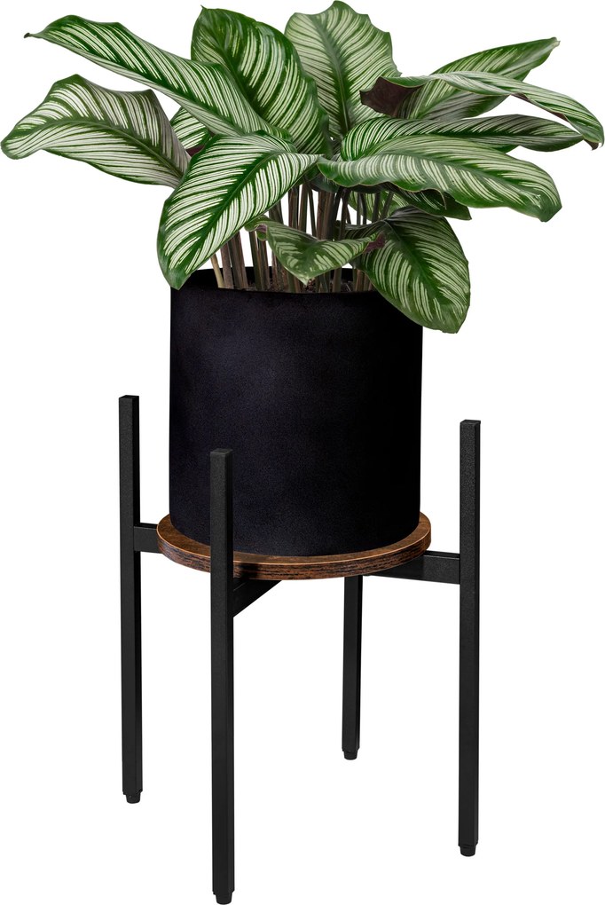 Kulatý stojan na květiny TAYLOR ⌀ 32 cm, rustikálně hnědá/černá