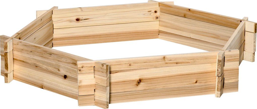 Outsunny šestihranný vyvýšený záhon DIY květináč Dřevěný květináč pro zahradu balkon Příroda 100 x 92 x 16 cm | Aosom
