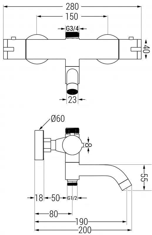 MEXEN KAI Black spr./vanová baterie-termostatická 77900-70 - MEXEN