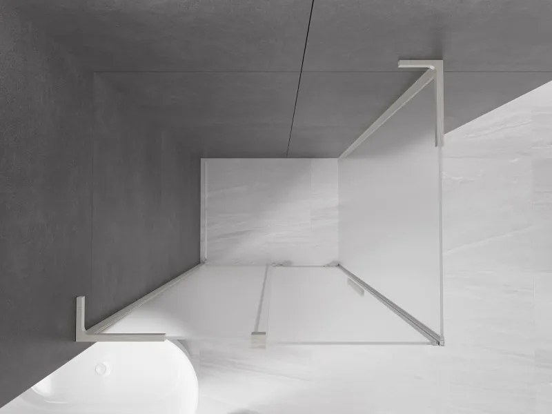 Mexen Velar L, sprchový kout s posuvnými dveřmi 110 x 100 cm, 8mm sklo námraza, broušená ocel, 871-110-100-33-97