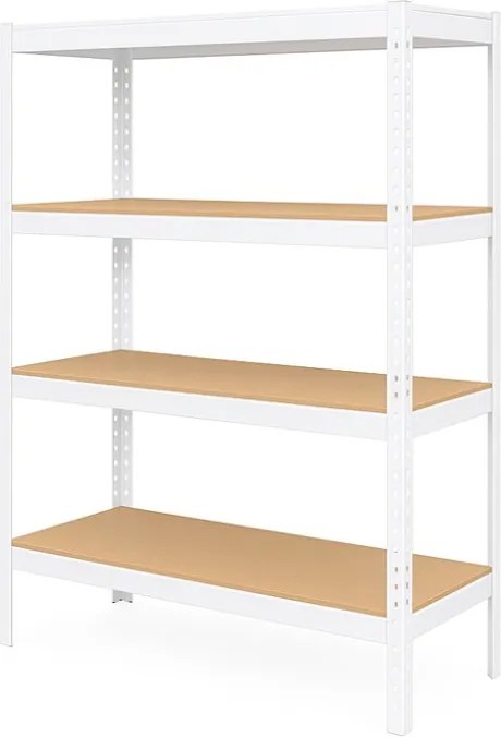 Regál 160x80x40 cm lakovaný 4-policový, nosnost 700 kg - bílý