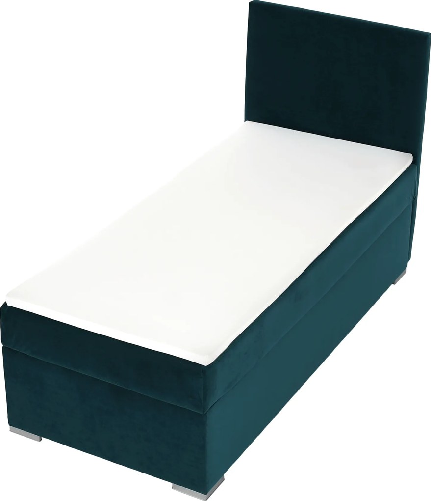 Boxspringová postel, jednolůžko, zelená, 90x200, pravá, SAFRA