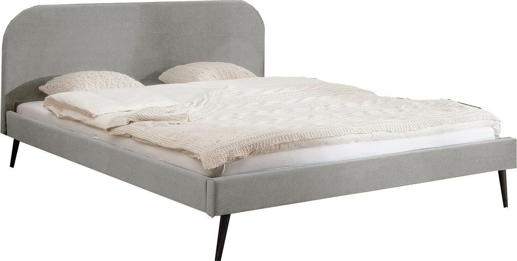 Moebel Living Stříbrně šedá sametová postel Allegra 140x200 cm