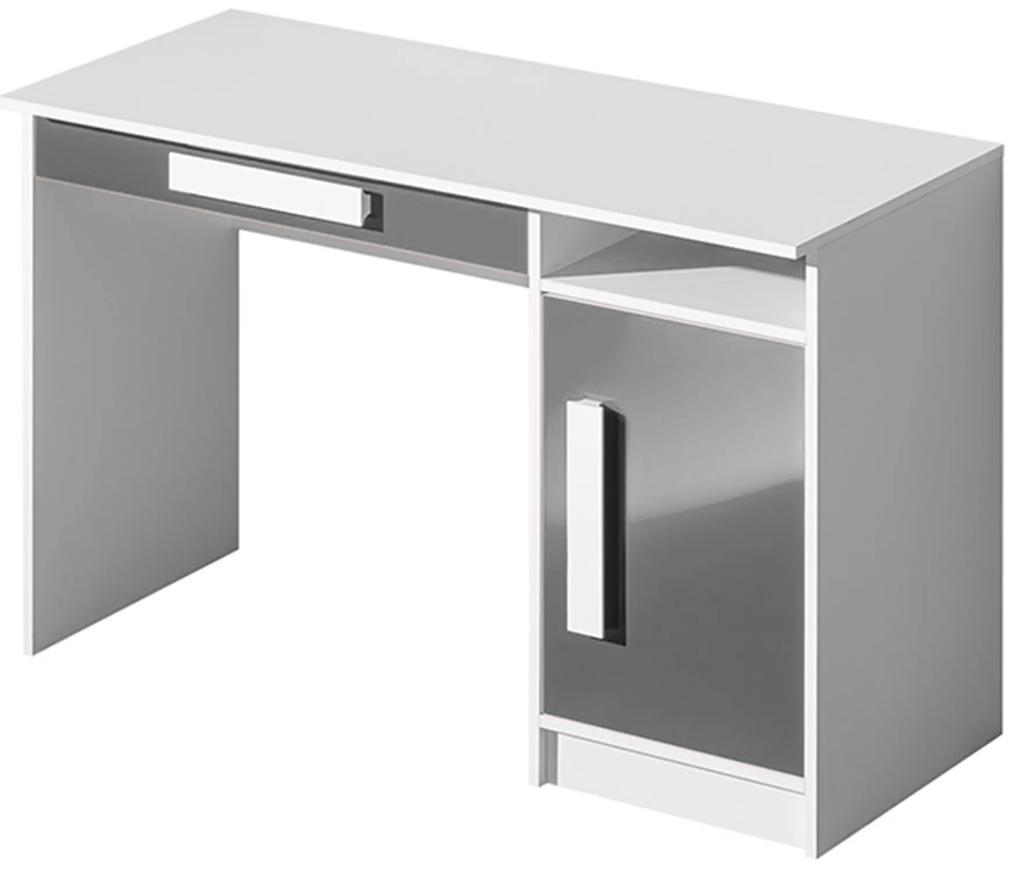 Psací stůl GULIVER 9 Domel 120/80/50 barva: bílý mat/popelový lesk/šedé úchyty