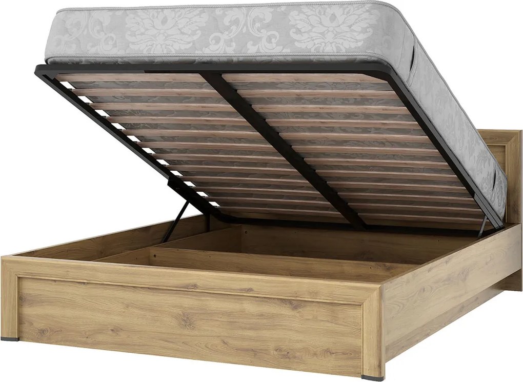 Postel 160x200 s roštem, úložným prostorem Sapori dub navarra