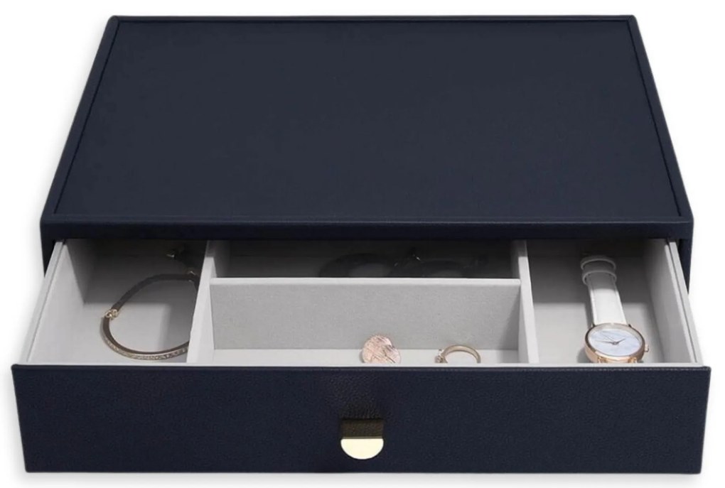 Stackers, Box se šuplíkem na šperky Navy Pebble Supersize Accessory Drawer  | tmavě modrá 75903