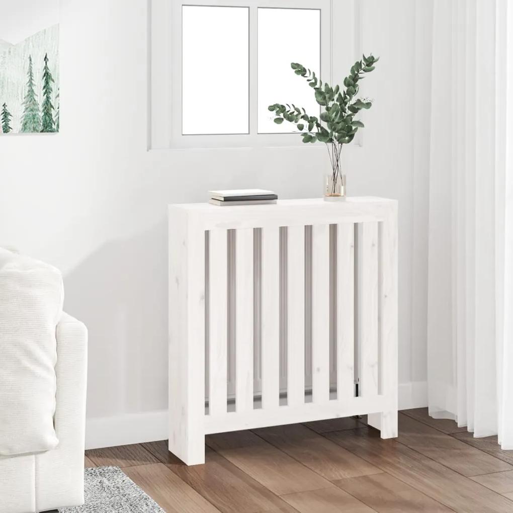 Kryt na radiátor Bílý 79,5 x 19 x 84 cm masivní borové dřevo - Default Title