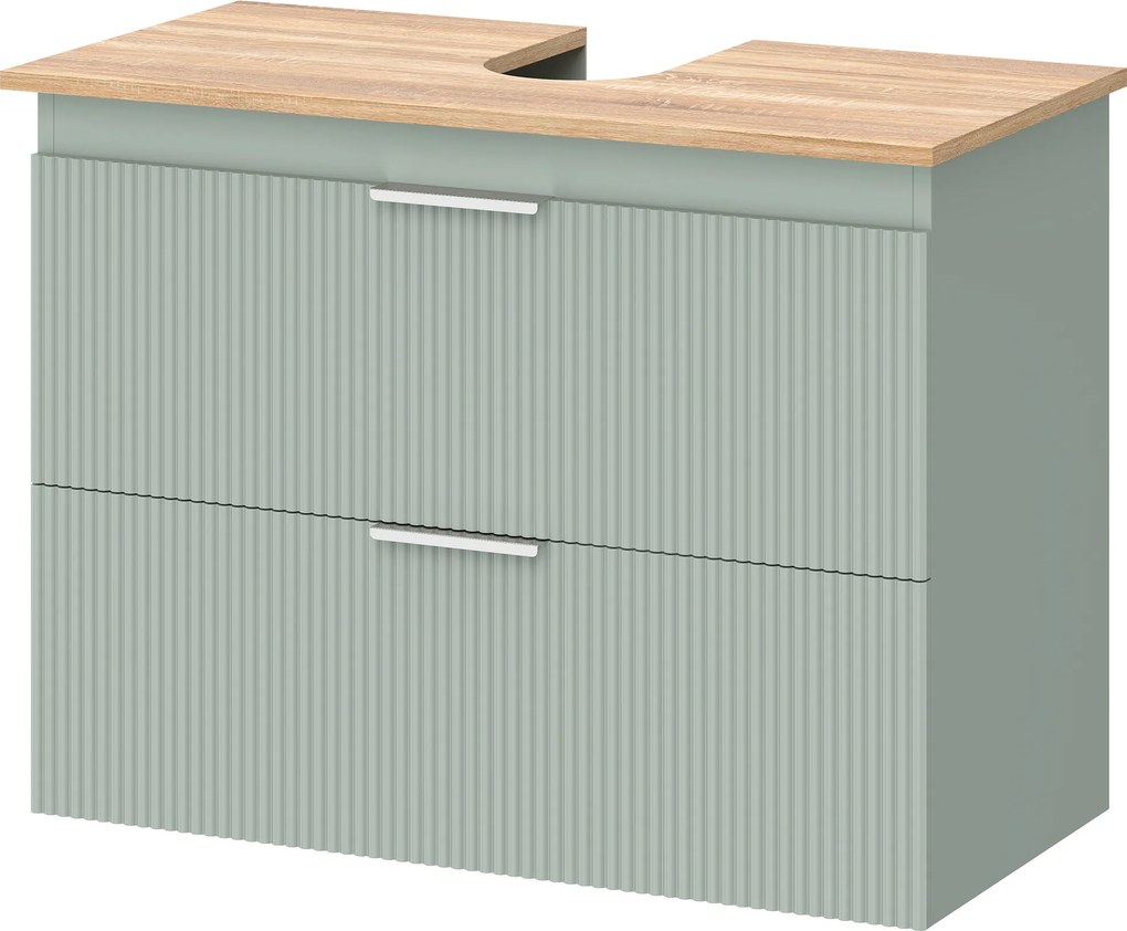 HOMCOM Skříňka pod umyvadlo, koupelnová skříňka se 2 zásuvkami, moderní styl, 80 x 40 x 60 cm, zelená a dřevěný dekor