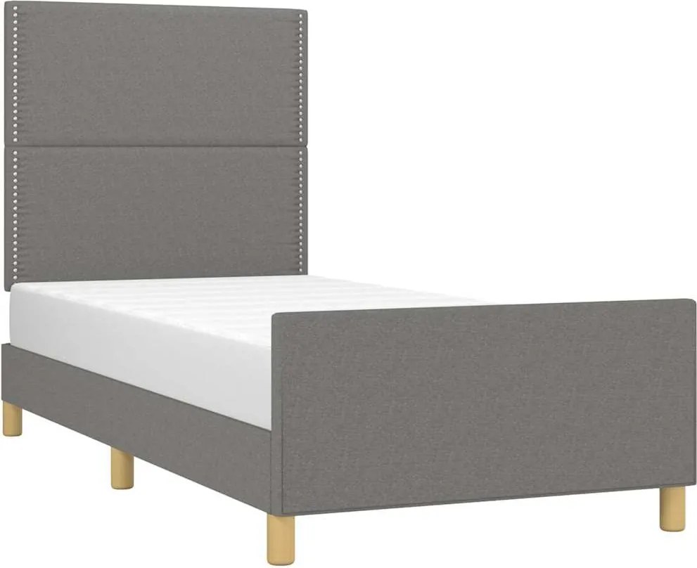 Rám postele bez matrace tmavě šedý 90 x 200 cm textil 3124945