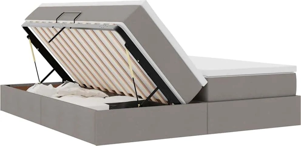 Postel s úložným prostorem a matrací Taupe 200 x 200 cm 3370358