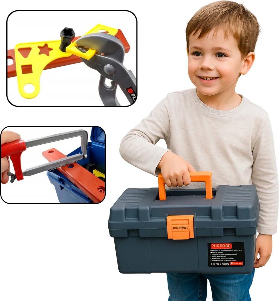 LEAN Toys Sada pro domácího kutila: Kufřík s nářadím, vrtačka, příslušenství