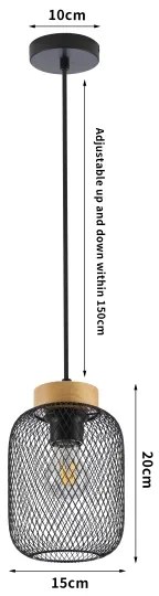 Brilagi - Lustr na lanku BASKLITE 1xE27/15W/230V dřevo/černá