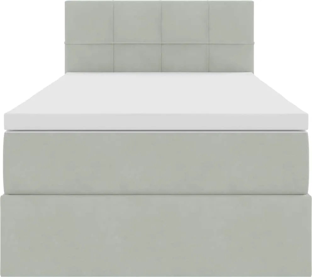 Postel s úložným prostorem s čelo Světle šedá 90 x 200 cm samet 3370731