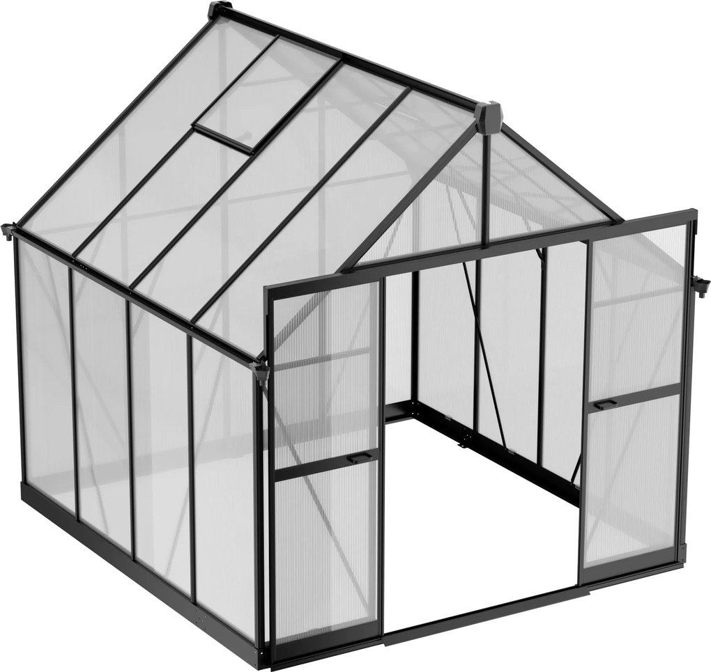 Skleník 234 x 244 x 254 cm, zesílená konstrukce, polykarbonát 6 mm