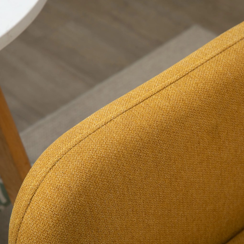 HOMCOM Dvoumístná pohovka s polštáři, nastavitelné podnožky, sametový polyester, pěna, kompaktní design, 2místná, přírodní+žlutá