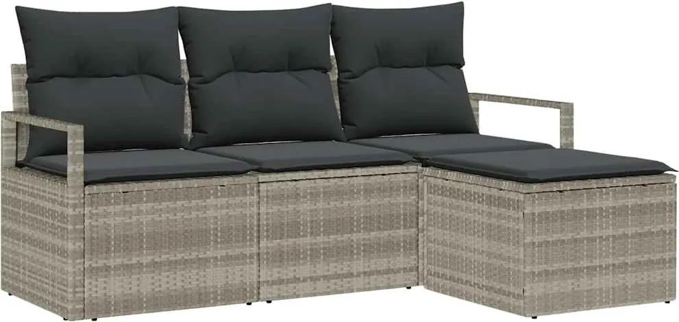 Set pohovek 4 ks Světle šedá polyratan 3346332