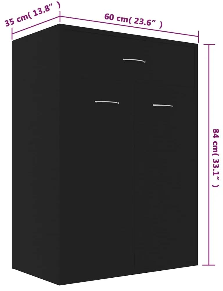 vidaXL Botník černý 60 x 35 x 84 cm dřevotříska
