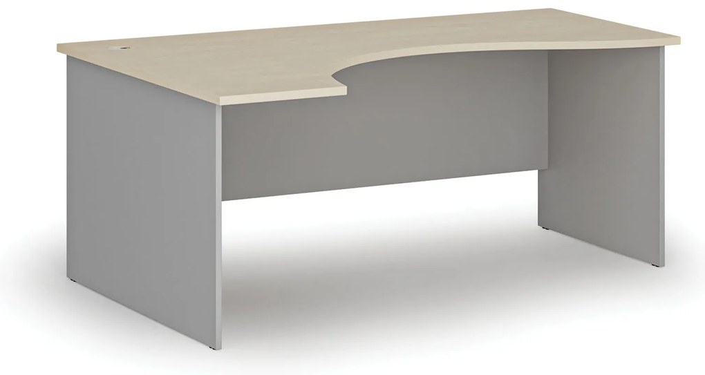 Ergonomický kancelářský psací stůl PRIMO GRAY, 180x120 cm, levý, šedá/bříza
