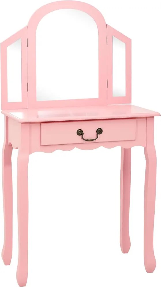 Toaletní stolek se stoličkou růžový 65x36x128 cm pavlovnia MDF 289335