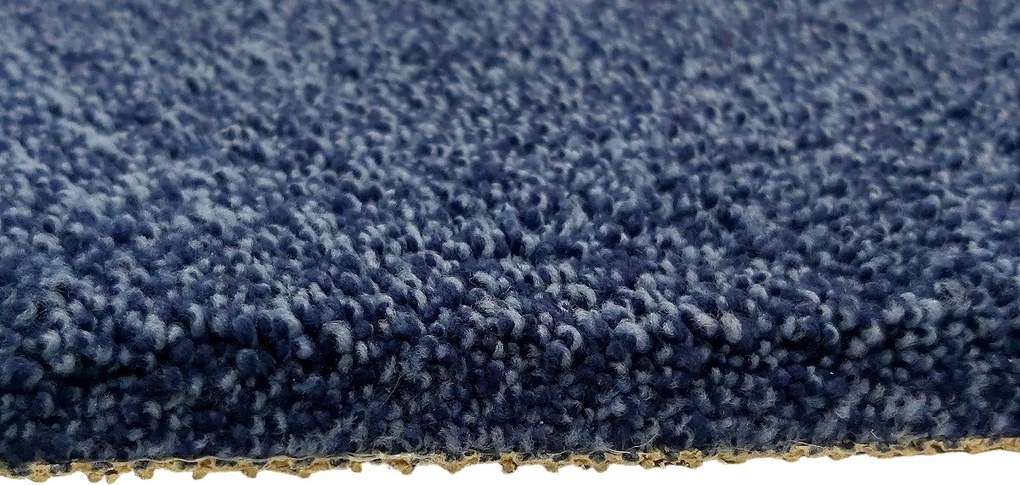 Lano, Metrážový koberec Supersoft 710 tm. modrý, na míru, šíře 4m, modrá, ab (mřížka), ložnice