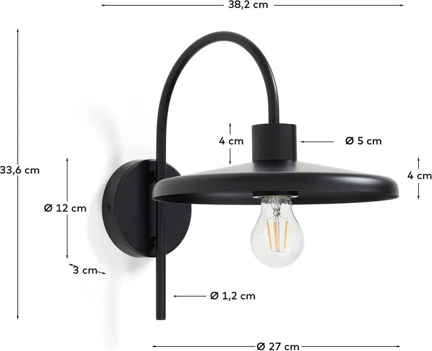 Černé nástěnné svítidlo ø 27 cm Nuvira – Kave Home