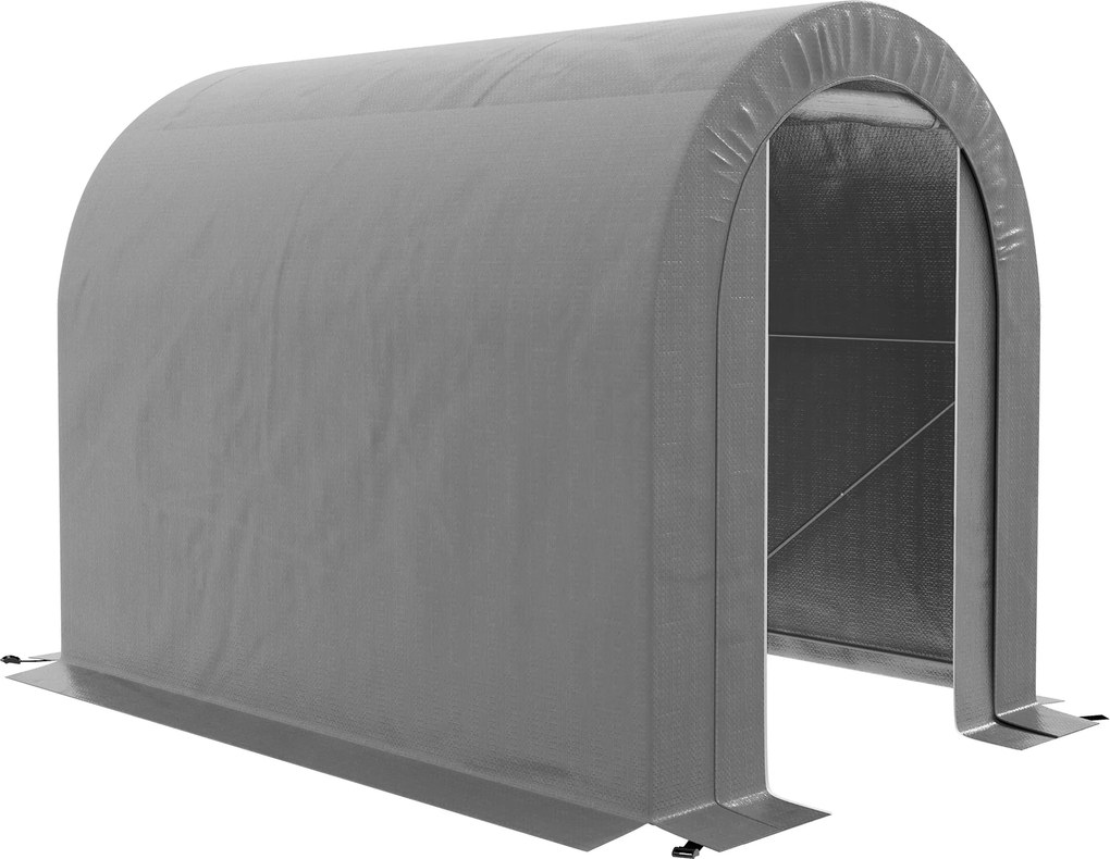 Outsunny Zahradní úložný stan na kola - Plechová konstrukce, PE plachta, 2,4 x 1,6 x 1,9 m, Šedá