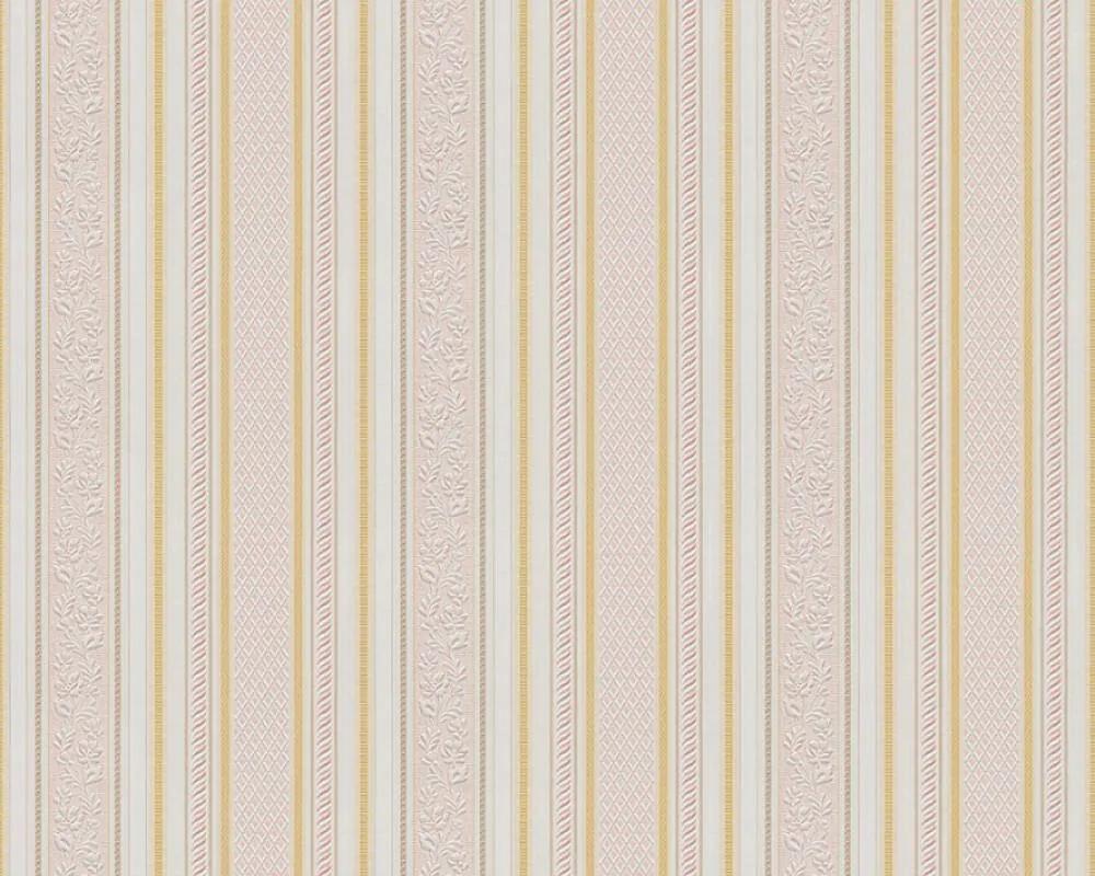 Papírová tapeta 7656-59 barokní, pruhy růžové, zlaté / Papírové tapety na zeď 765659 Concerto 3 (0,53 x 10,05 m) A.S.Création