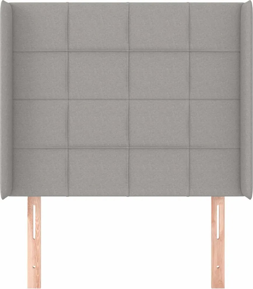 Čelo postele typu ušák světle šedé 83x16x118/128 cm textil 3119554