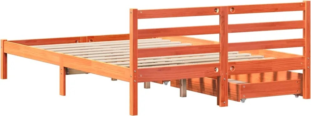 Postel bez matrace voskově hnědá 150 x 200 cm masivní borovice 3301559