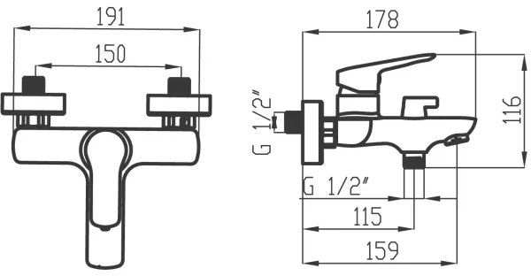 Novaservis - Vanová baterie METALIA lesklý chrom