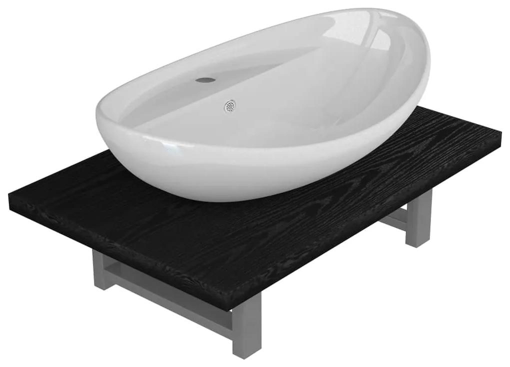 Keramické umyvadlo do koupelny s deskou pod umyvadlo - 60 cm | černá | BIANO