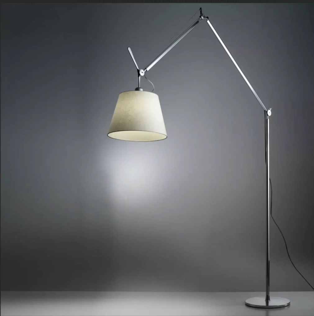 Artemide 0779010A+0780030A+0564010A Tolomeo Mega Terra 42, designová stojací lampa s vypínačem pro 1x150W E27, pergamenové stínítko, max 334cm