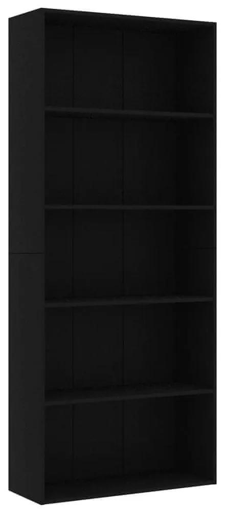 Petromila 5patrová knihovna černá 80 x 30 x 189 cm dřevotříska